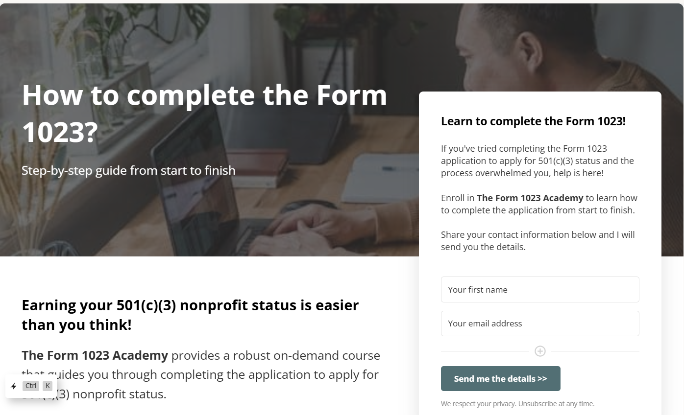 Master Form 1023: Enroll in the Nonprofit Academy Today